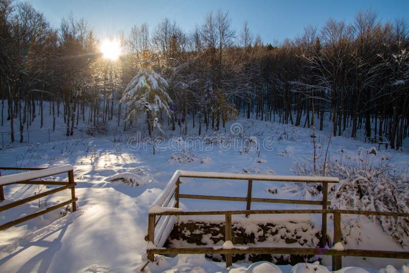 First Snow on the Mountains Early Winter Trapped by Winter Ice Stock ...