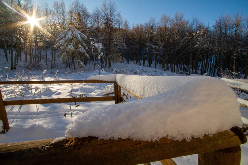 First Snow on the Mountains Early Winter Trapped by Winter Ice Stock ...