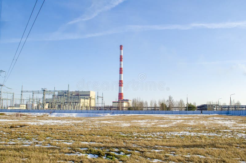 The First Snow at the Power Stock Photo - Image of technology, snow ...