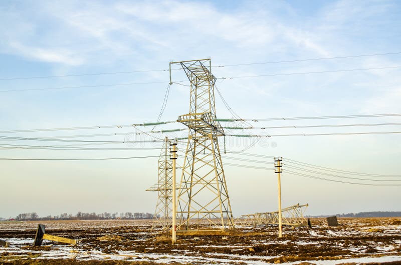 The First Snow at the Power Stock Photo - Image of industry, energy ...