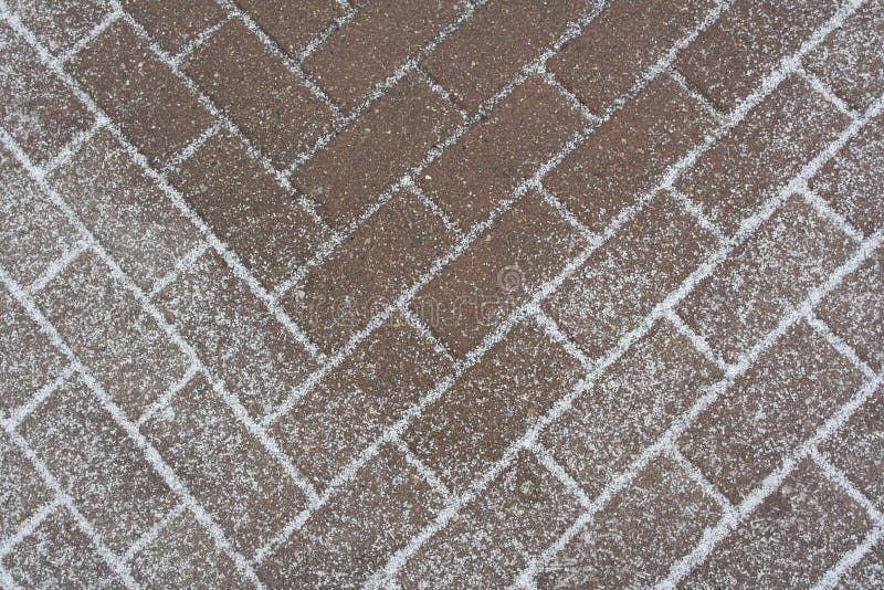 The First Snow on the Tile-paving Stones, the Material is an Abstract ...