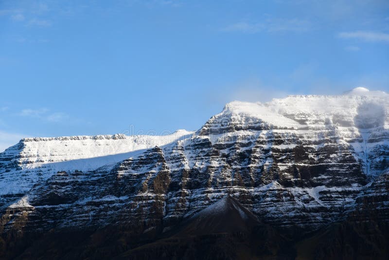 First Snow on the Top of Mountain Stock Image - Image of stone, nature ...