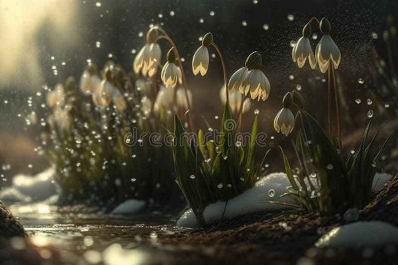 First Snowdrops in Spring Created with Ai Generative Technology. Stock ...