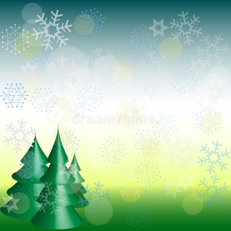First Snowfall Background on Three Holiday Pine Trees Stock ...