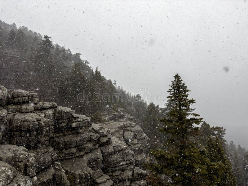 First Snowfall and Nature with View of Mountains Stock Image - Image of ...