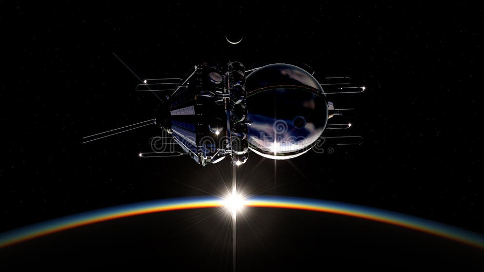 The first spaceship stock illustration. Illustration of cosmos - 19129309