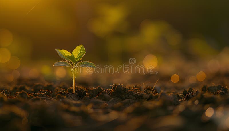 First Sprout of Plant Breaks through the Ground Stock Illustration ...