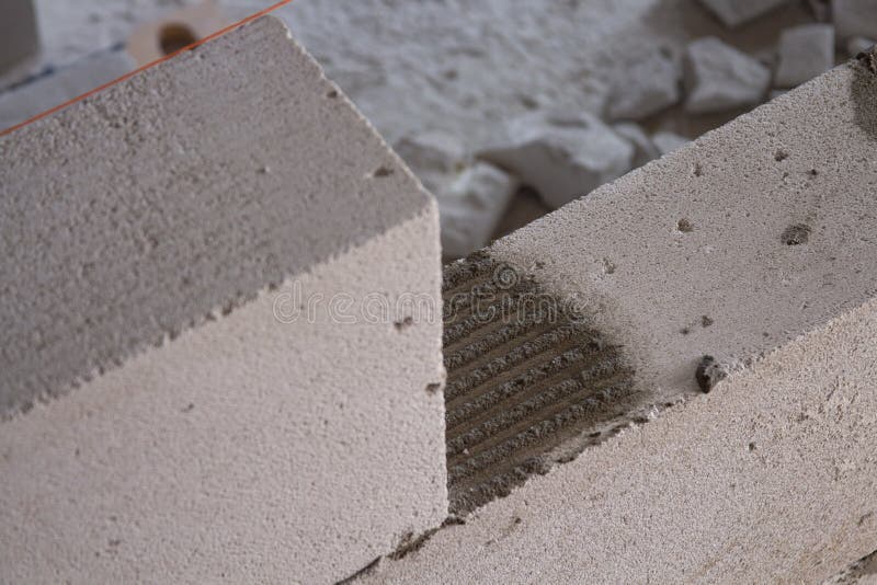 The First Stages of Building a House of Silicate Blocks Stock Image ...