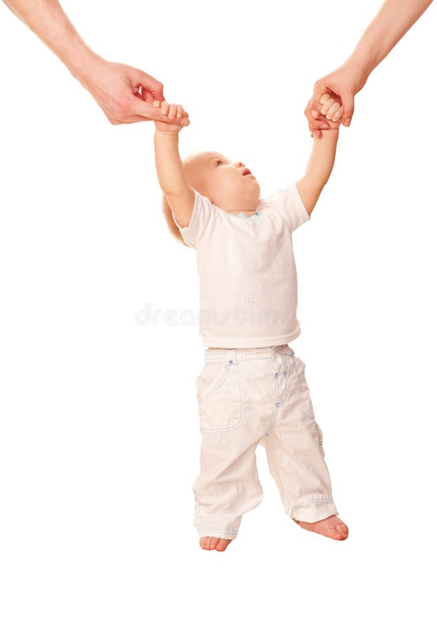 Baby learning to walk stock image. Image of love, family - 1163061