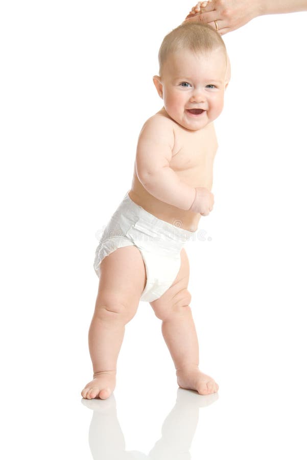 First Steps of Small Baby Isolated Stock Image - Image of happy, cute ...
