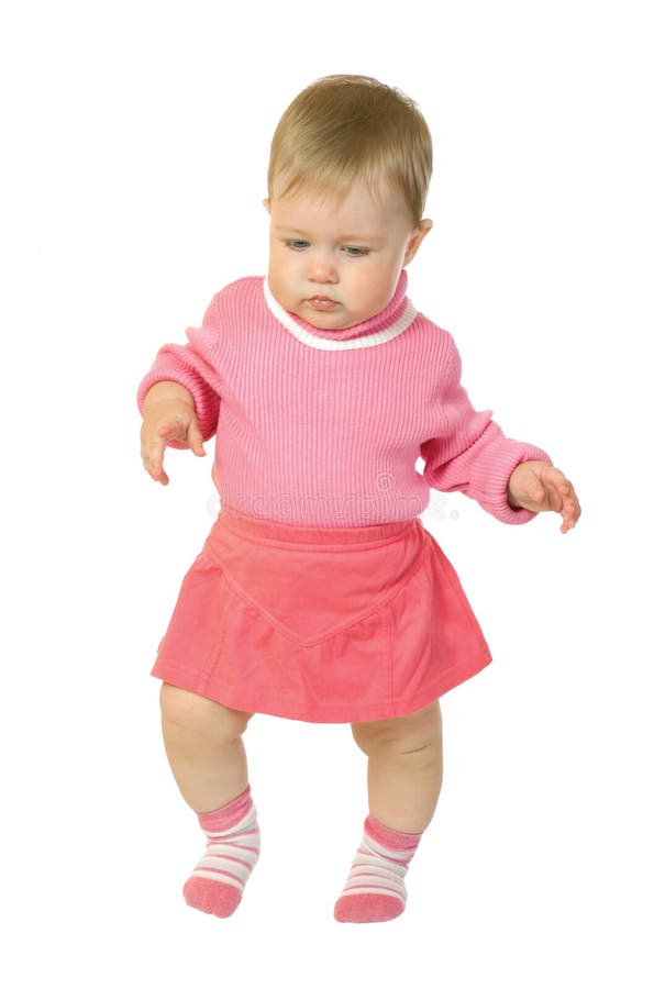 First Steps of Small Baby in Red Dress #3 Stock Photo - Image of clean ...