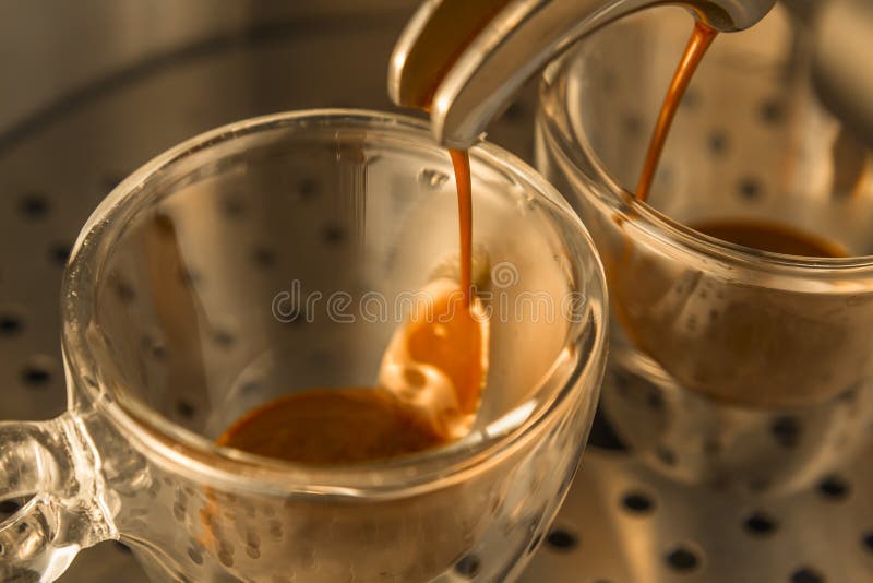 First Stream of Strong Espresso Coffee Stock Photo - Image of strong ...
