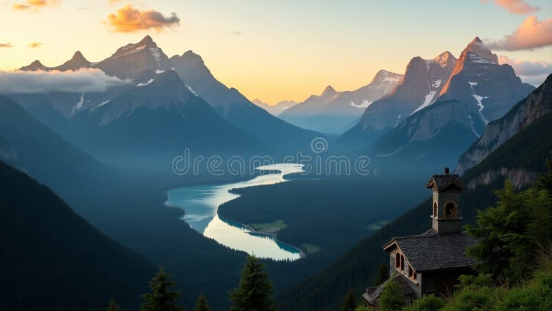 First Sun Light in the Behind the Mountain Beautiful Landscape Stock ...