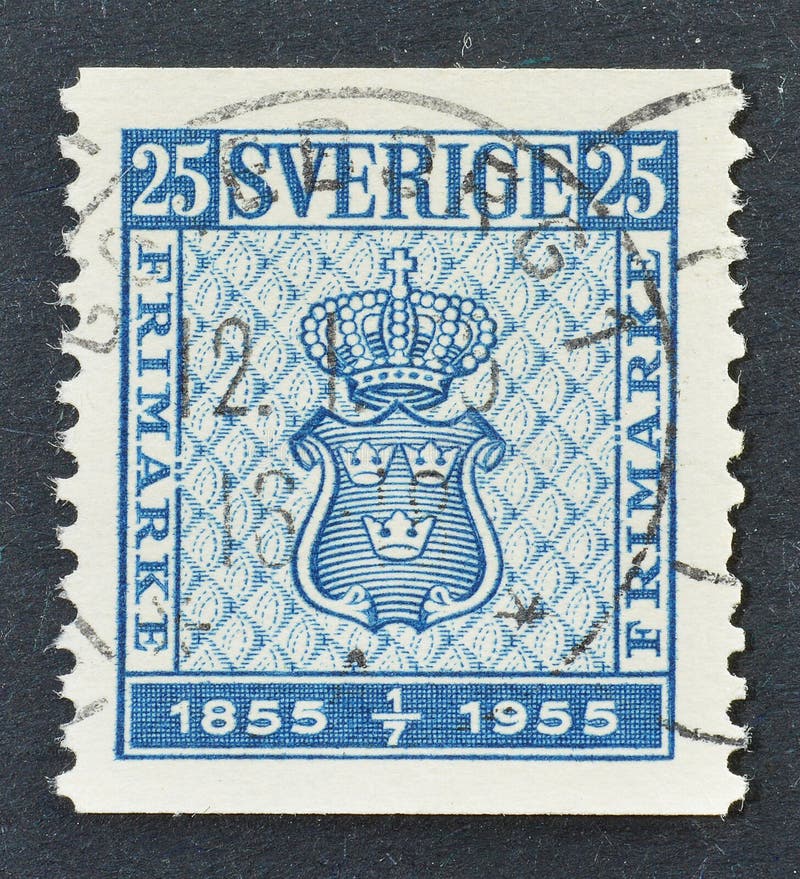 First Swedish Postage Stamp Design Editorial Photography - Image of ...