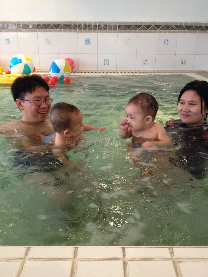 First swim editorial photo. Image of baby, swimming, funny - 42617696