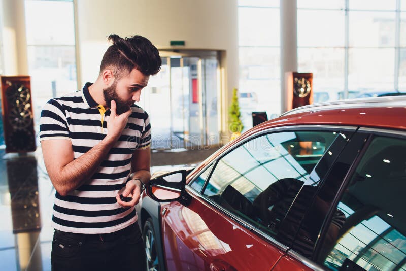 First Test Drive. Handsome Young Man Ready To Make First Test Drive ...