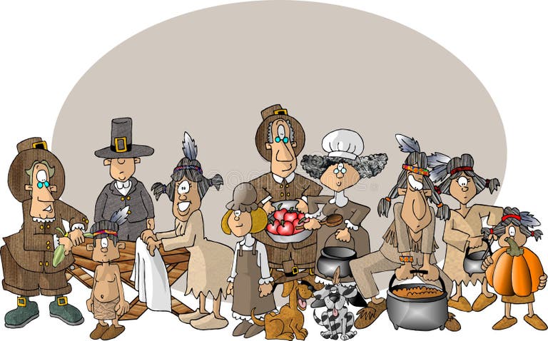 First Thanksgiving Cartoon Stock Illustrations – 153 First Thanksgiving ...