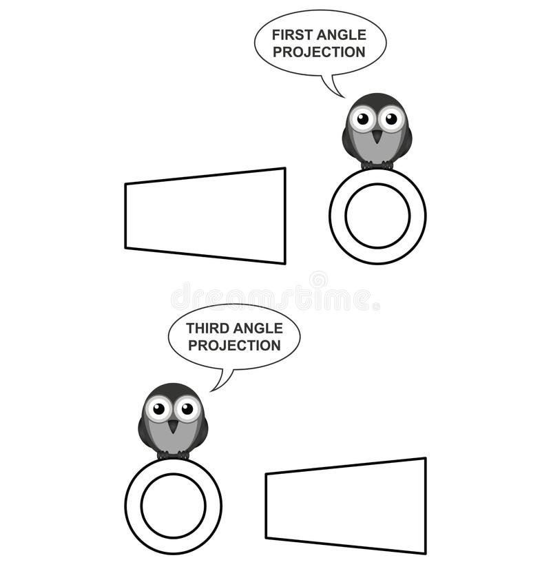 First and Third Angle Orthographic Projection Stock Vector ...