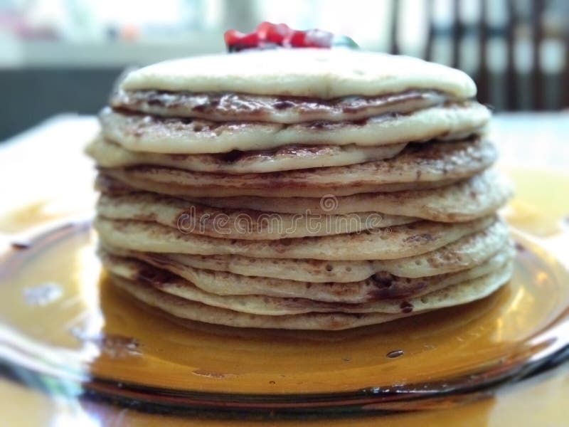 First Time Homemade Pancakes 12 Layers Stock Image - Image of fruit ...