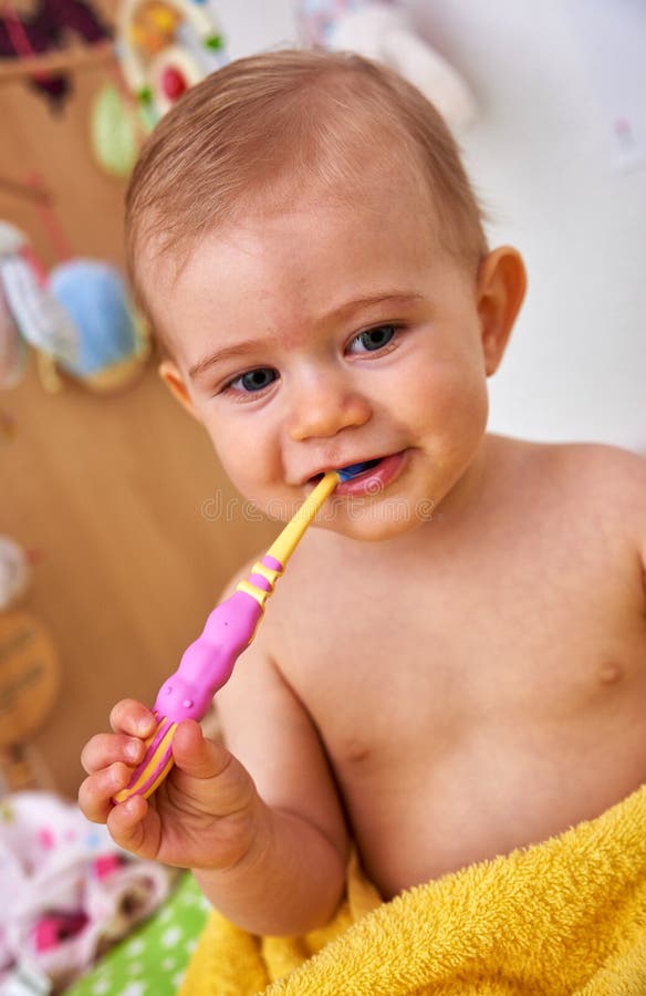 First toothbrush baby stock image. Image of dental, care - 83504209