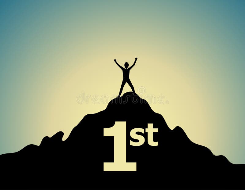 First on the Top of the Mountain Stock Vector - Illustration of ...