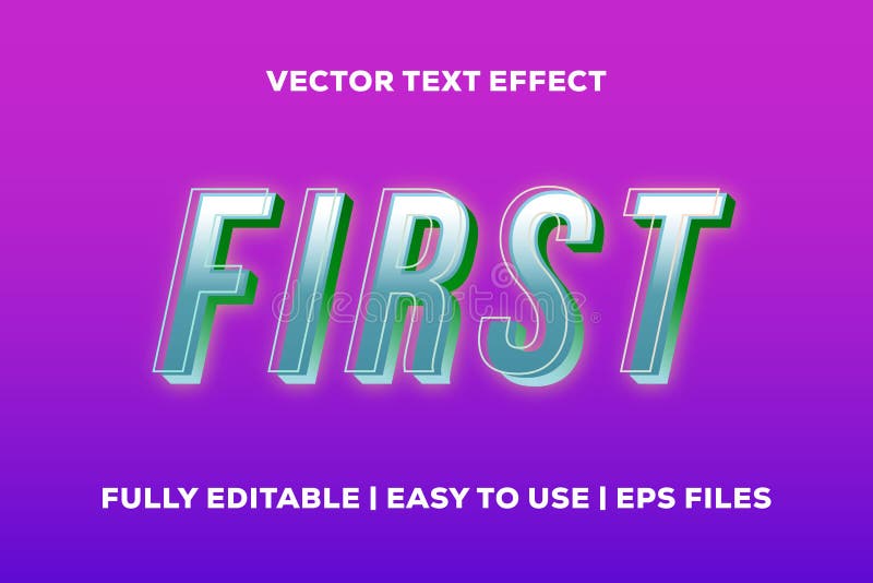 First Vector Text Effect Fully Editable Stock Vector - Illustration of ...