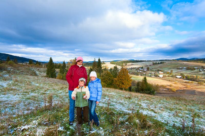 First Winter Snow and Autumn Mountain Stock Photo - Image of carpathian ...