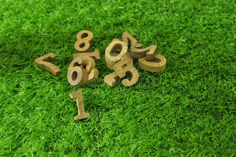 The First, Wooden Numbers on Green Grass Stock Image - Image of green ...