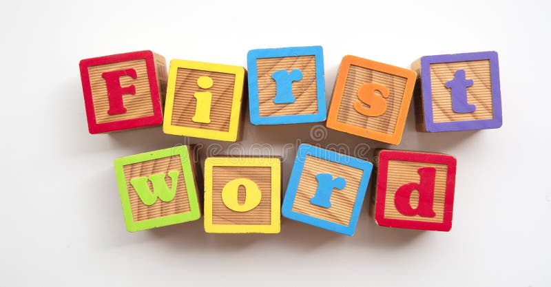 First Word Word Made from Colourful Wooden Baby Development Blocks ...
