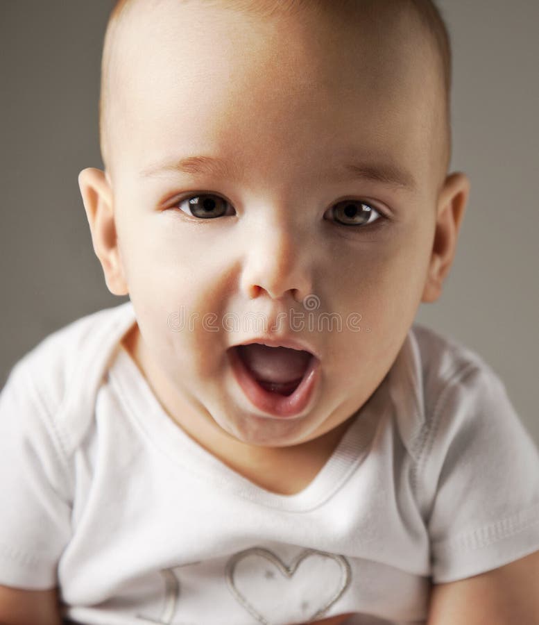 First Words of a Little Baby Stock Photo - Image of infant, cheerful ...