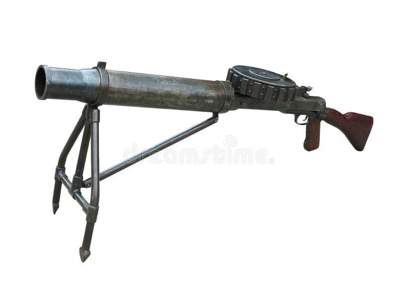 First World War-era Lewis Automatic Light Machine Gun Isolated on White ...