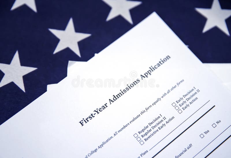 First Year Admission Application Form with American Flag in the ...