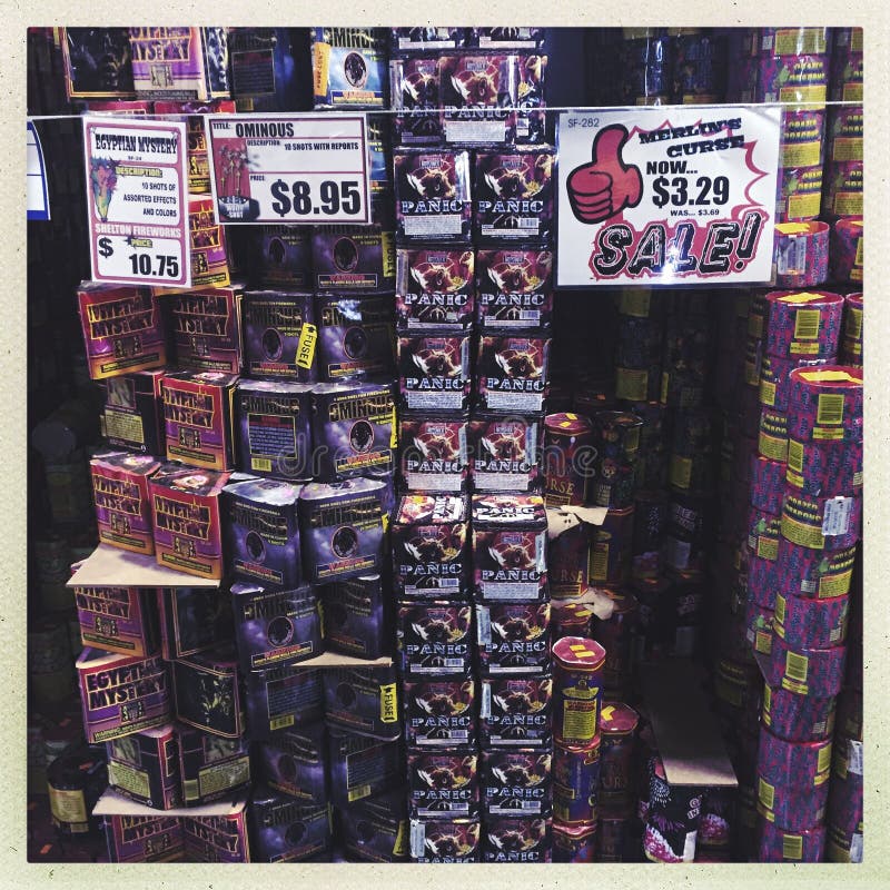 Fireworks Stacked at a Store Editorial Photo - Image of holiday, yellow ...