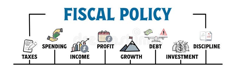 FISCAL POLICY Concept. Illustration with Keywords and Icons Stock ...