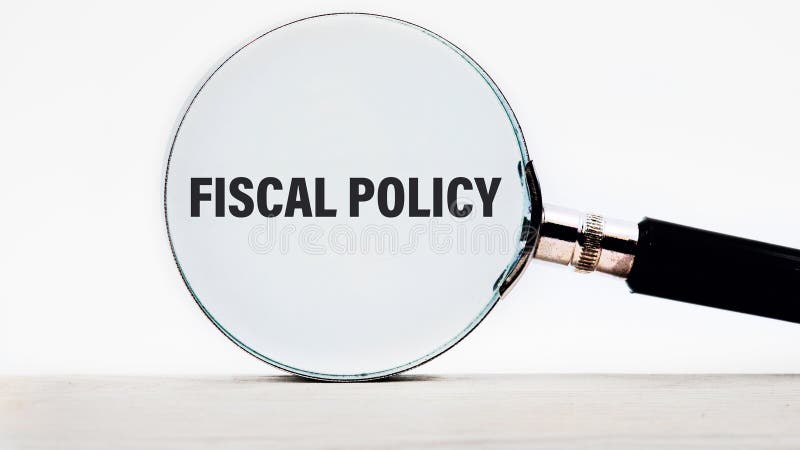 FISCAL POLICY Words through a Magnifying Glass on a Light Background ...
