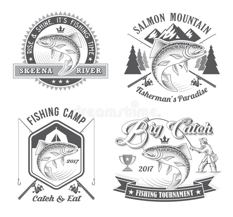 Fischen-Turnier-Vektor-Logos Vektor Abbildung - Illustration von ikone ...