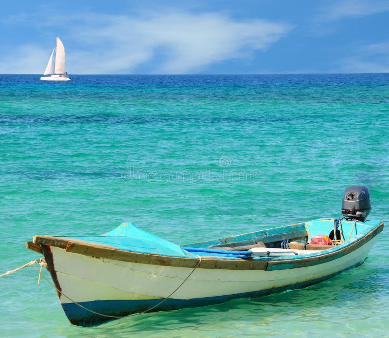 Fischerboot und Segel-Boot stockfoto. Bild von fischen - 29176774