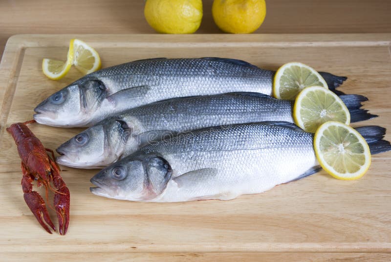 Fish stock photo. Image of plank, fresh, crawfish, food - 13580702