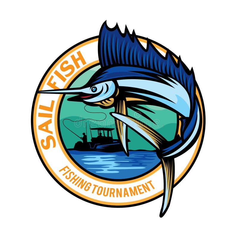 Sailfish Vector Illustration Logo with Boat Fishing Stock Vector ...