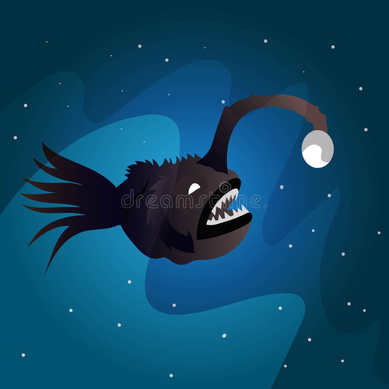 Illustration the Angler Fish Vector Hand Drawn for Picture Book ...