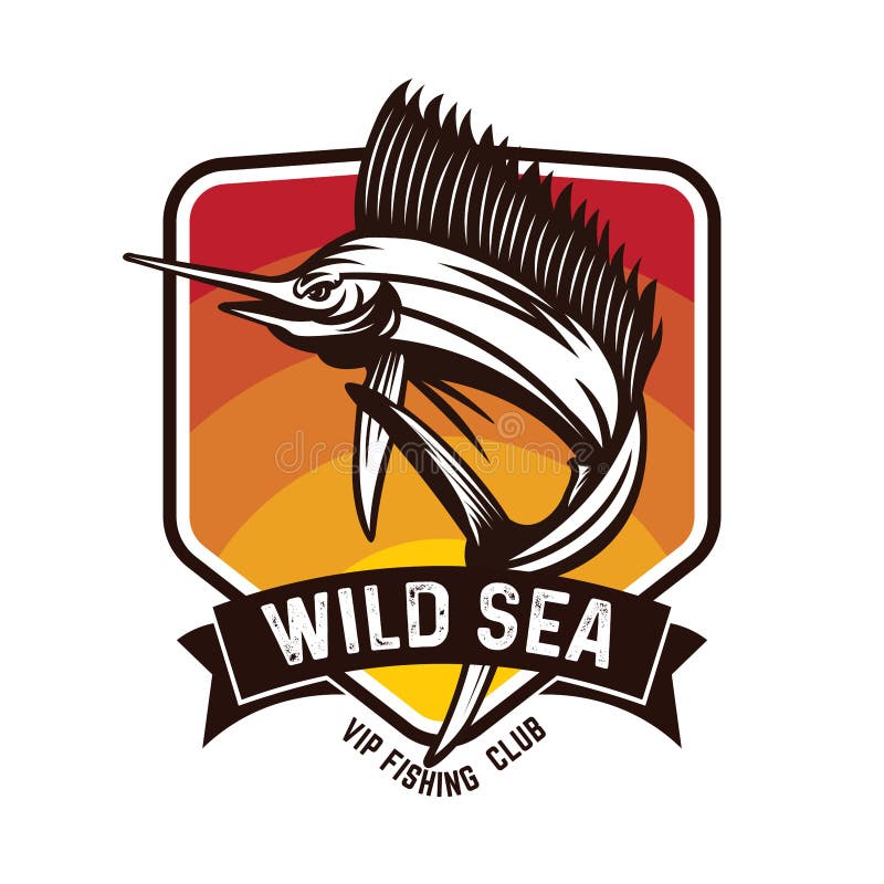 Sailfish Vector Illustration in Badge Style Logo Design Stock Vector ...