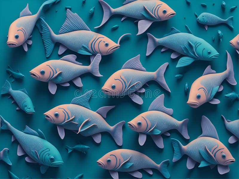 Fish Animal Abstract Wallpaper in Pastel Colors. Ai Generated Stock ...