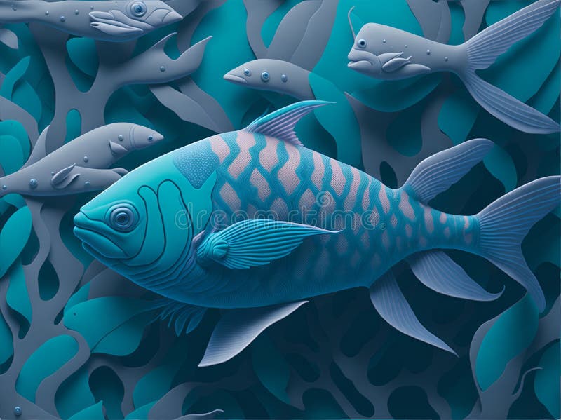 Fish Animal Abstract Wallpaper in Pastel Colors. Ai Generated Stock ...