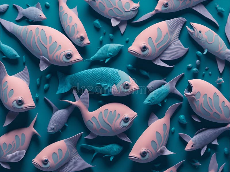 Fish Animal Abstract Wallpaper in Pastel Colors. Ai Generated Stock ...