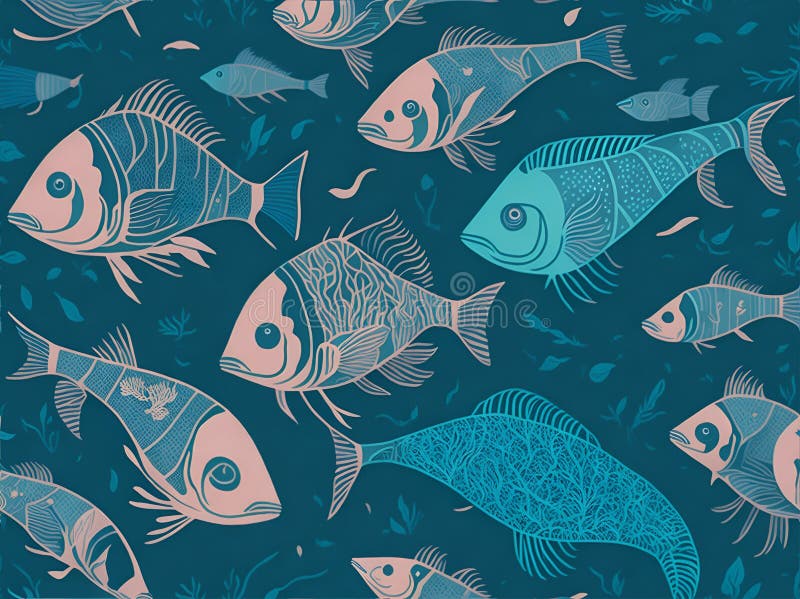 Fish Animal Abstract Wallpaper in Pastel Colors. Ai Generated Stock ...