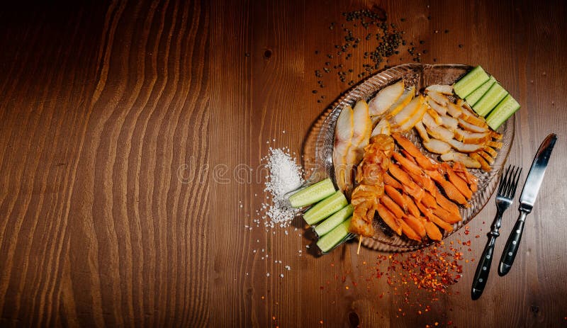 Fish Appetizer of Dried Fish Pieces on a Plate Stock Image - Image of ...