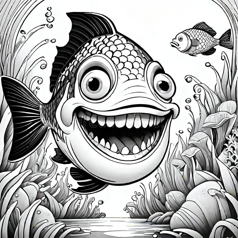 Fish Approaching Funny Smiling Face Comical Scene Stock Photo - Image ...