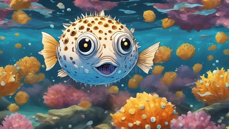 Fish in Sea Blowfish or Puffer Fish Underwater in the Ocean Stock ...