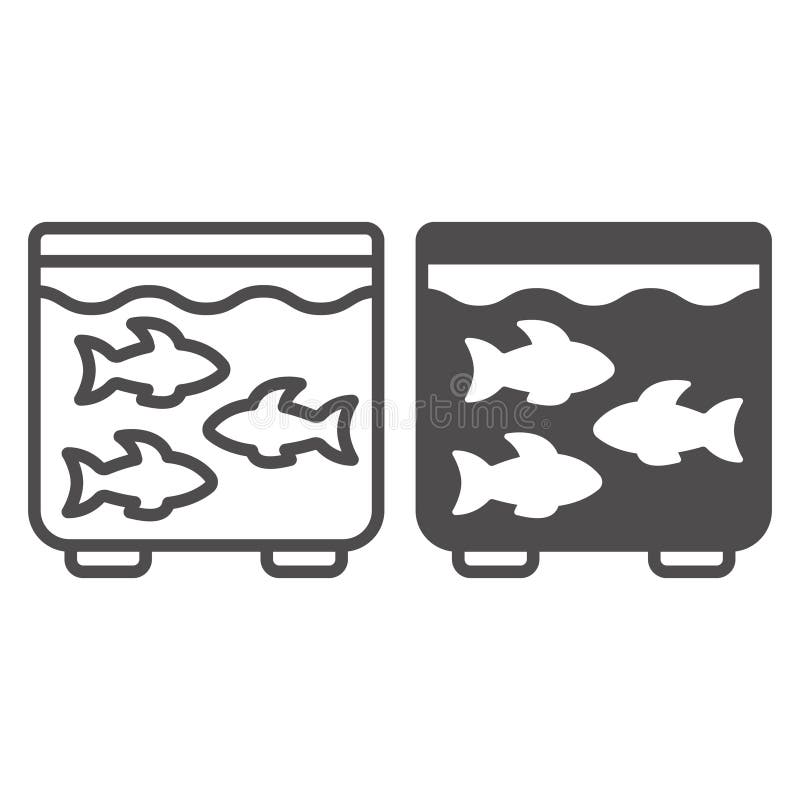 Fish in Aquarium Line and Solid Icon, Fish Farming Concept. Vector ...
