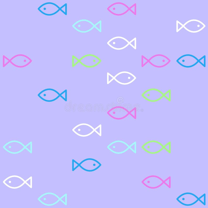 Fish Seamless Pattern, Lilac Background Stock Vector - Illustration of ...